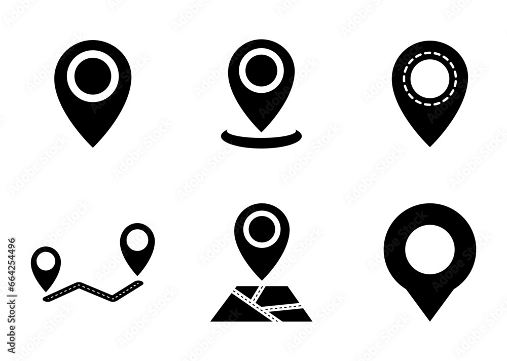 Location Icon Set Map Pin Pointer Destination Mark Place Point Gps Navigation