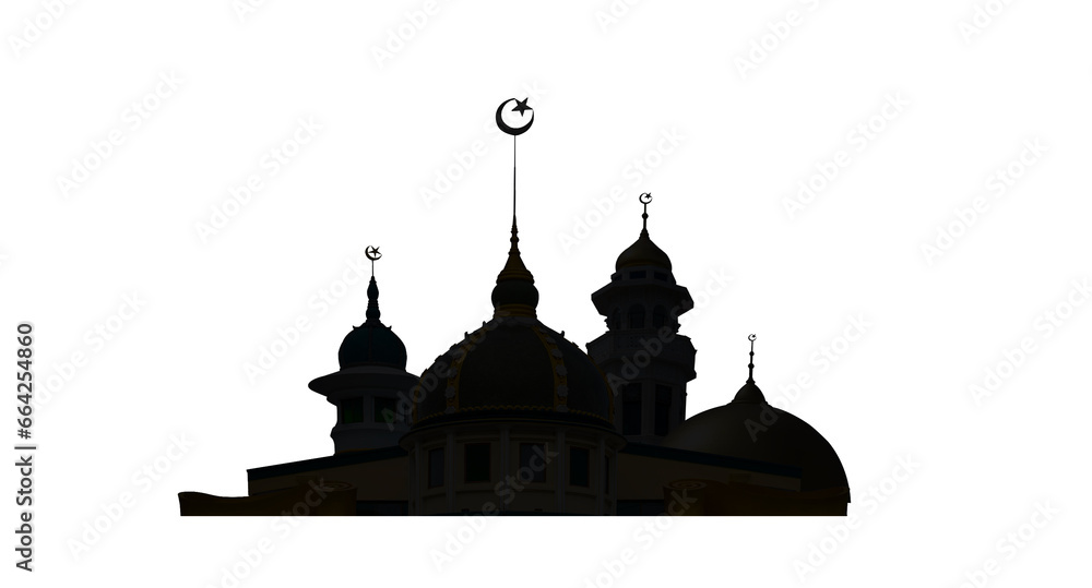Black shadow, silhouette, mosque, dome, mosque, light of hope Arab ...