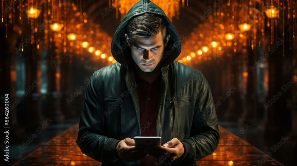 Hacker: Image of a hacker, in a vulnerable place. Stock Photo | Adobe Stock