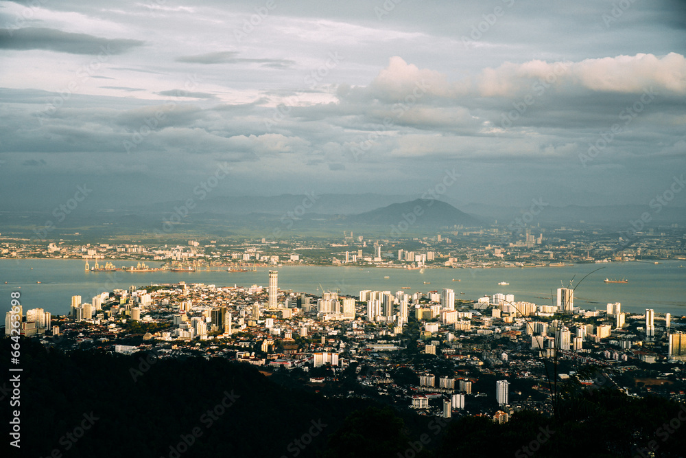 Panoramic scenery of Penang city sky line and city scape, George Town ...