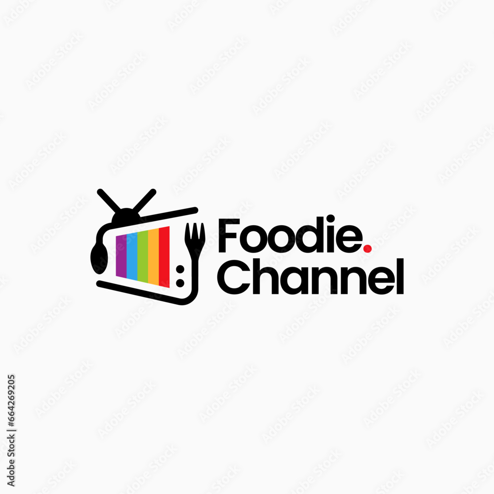 spoon fork food channel television tv culinary review logo vector icon ...