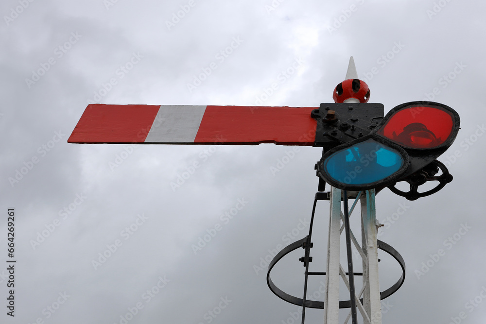 Old British railway stop signal or semaphore. The railway semaphore ...