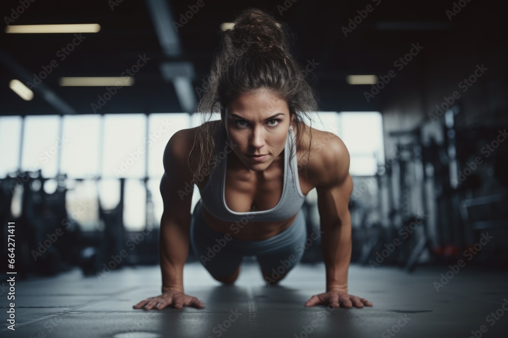 Fitness enthusiast demonstrates strength and determination. Fictional ...