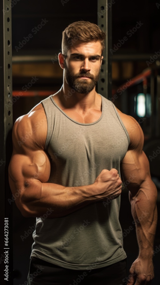 Flexing Muscles and Posing for the Camera - Muscular Man. Fictional ...