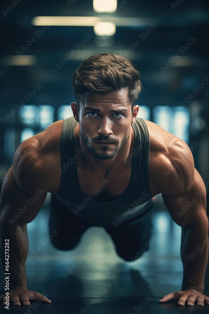 Flexing Muscles at the Gym. Fictional characters created by Generated ...