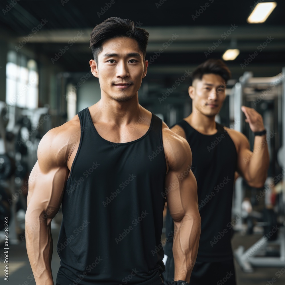 Two Muscle Men Posing in the Gym. Fictional characters created by ...