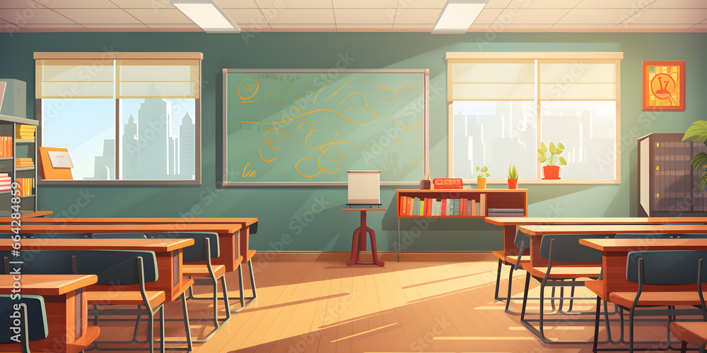 Classroom of school illustration background Stock Illustration | Adobe ...