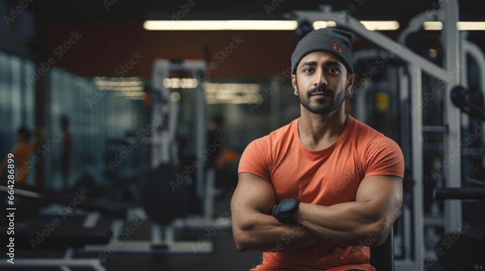 Fit and Muscular Man Posing in Gym. Fictional characters created by ...