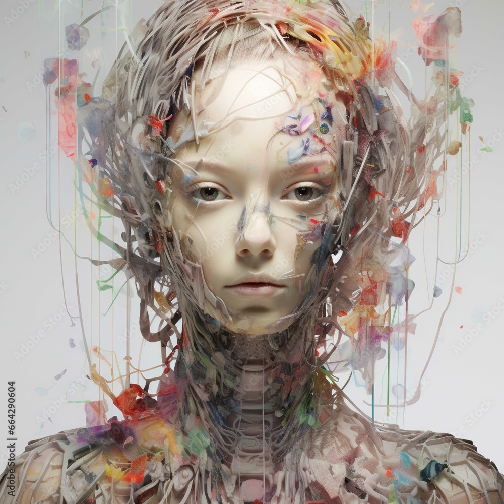 Beautiful young woman with creative make-up and broken glass. Stock ...