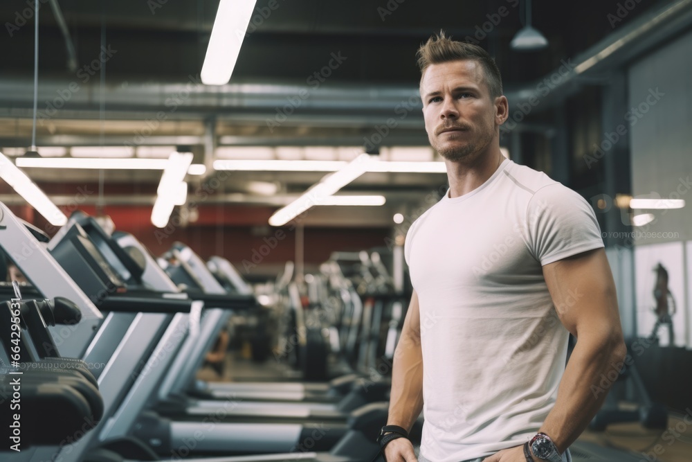 Fit and Muscular Man Posing in a Gym. Fictional characters created by ...