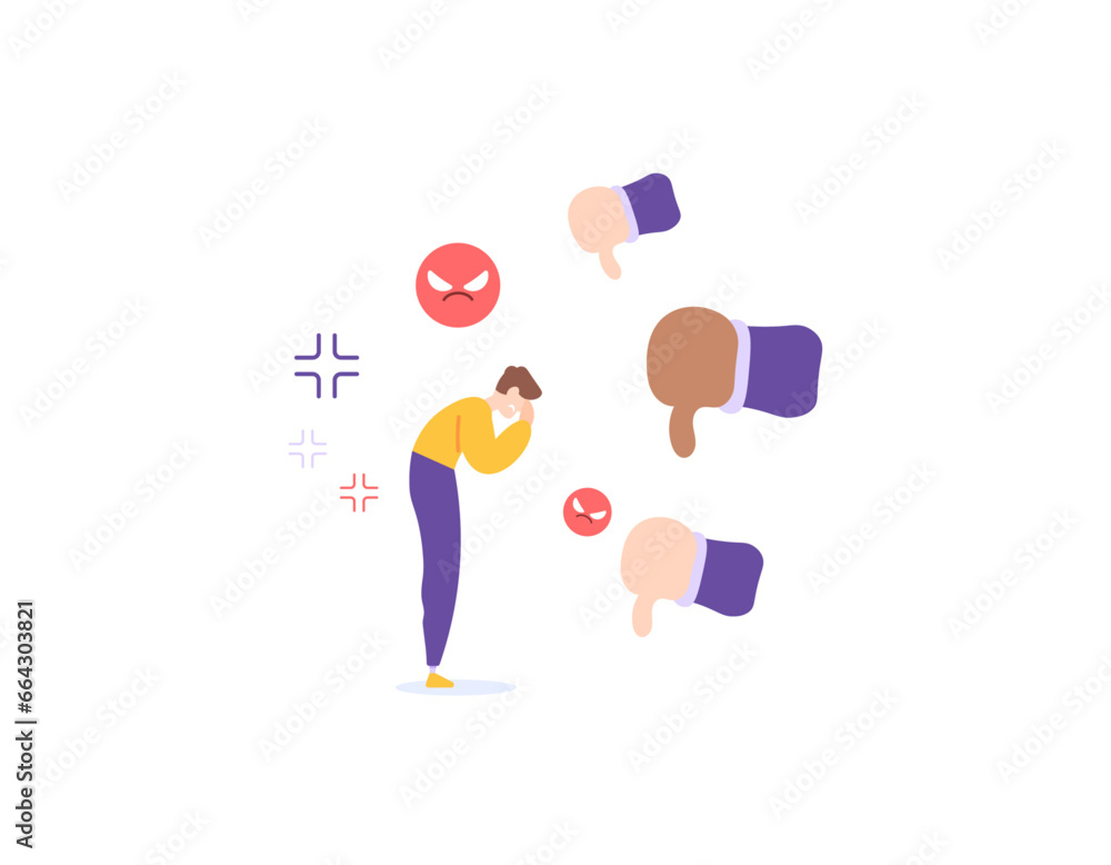 a man is afraid and sad because he gets bad reactions from other people ...