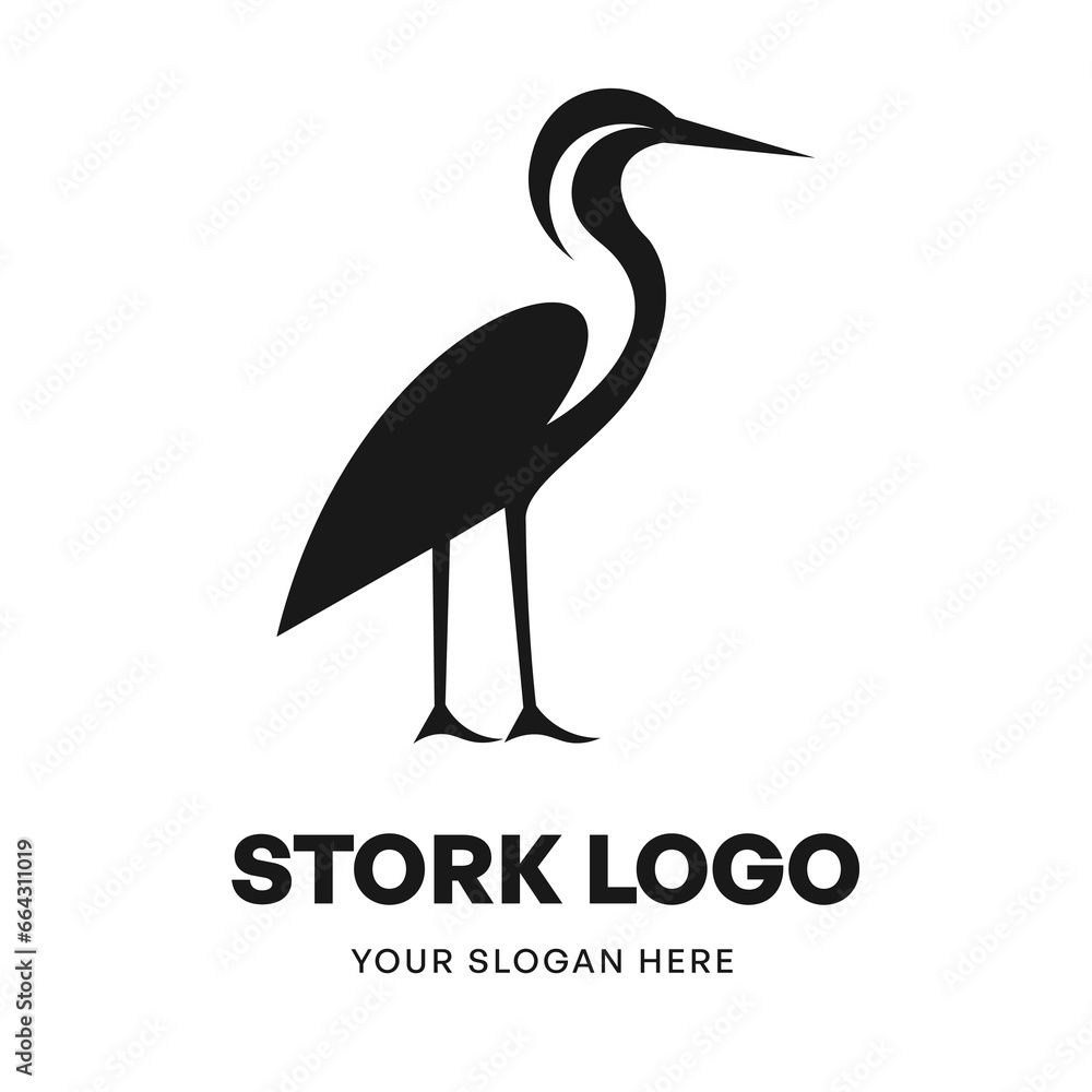 Stork logo vector template emblem symbol. Head icon design isolated on ...