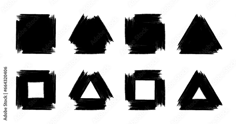 Grunge design elements for social media. Square and triangle text boxes ...