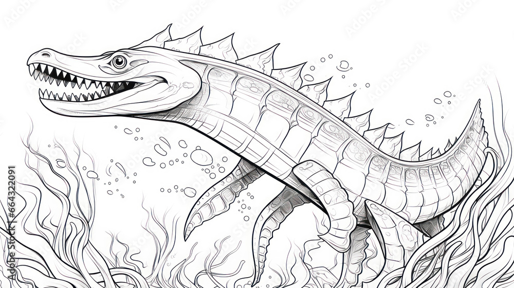 Coloring page of sea dinosaur or sea monster in the mesozoic period for ...