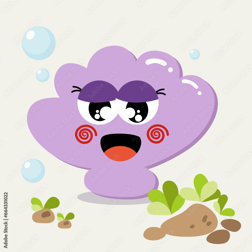 Vector beautiful cute cute clams isolated on white background Stock ...