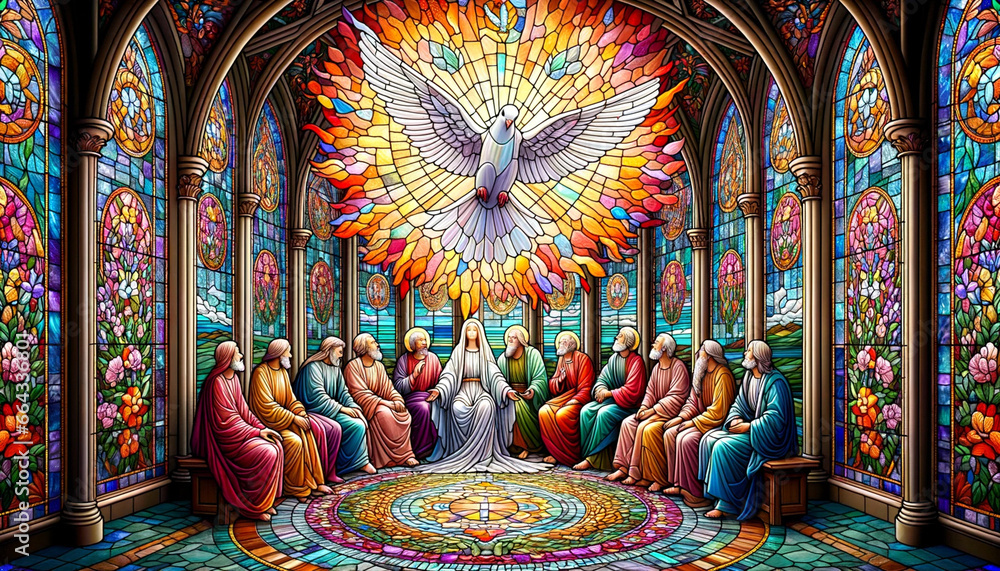 Stained Glass Chamber of Light: Mary and the Disciples at the Descent ...