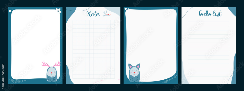 Winter note, to-do list template. Set of to do list and notes. Template ...