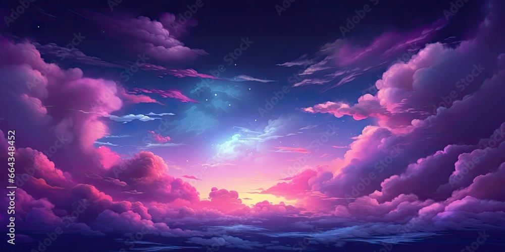 Surreal cosmic landscape with colorful night sky. Abstract night sky ...