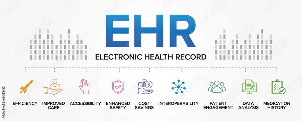 EHR (Electronic Health Record) concept vector icons set infographic ...