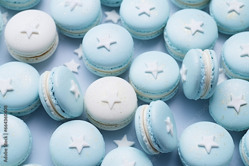 baby blue macarons pattern on a pastel blue background for a baby ...
