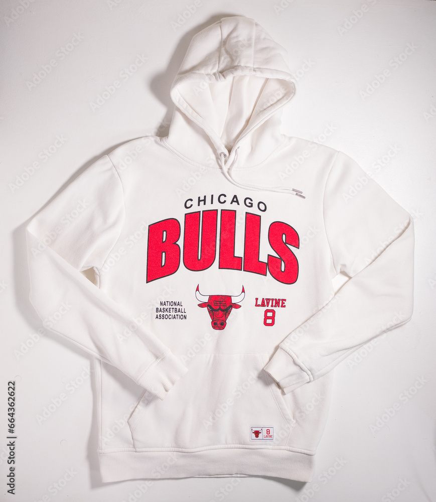 kent, uk, 01.01.2023 A white vintage retro chicago bulls ravine number ...