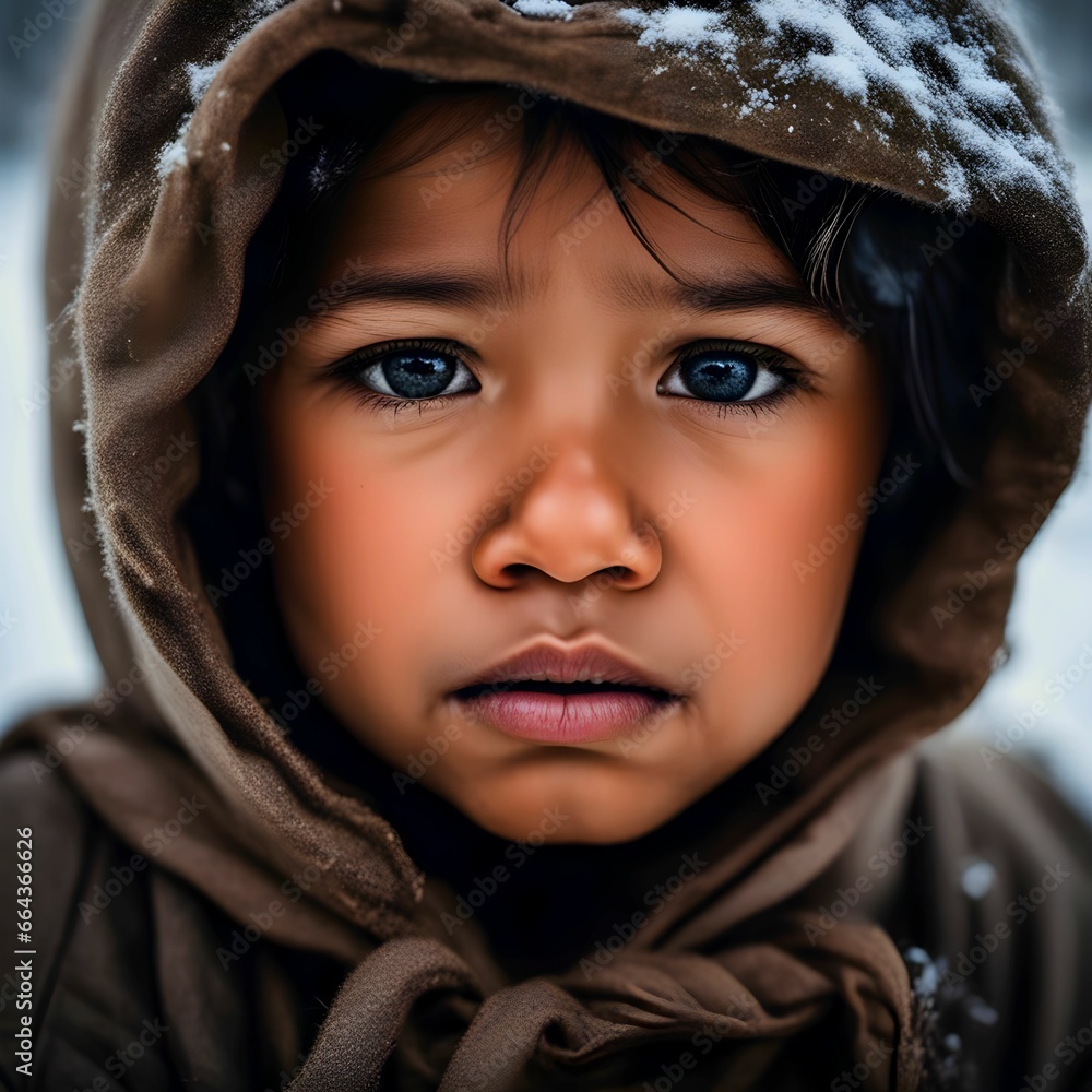 A child lost in the cold; a poignant image captures the heart-wrenching ...