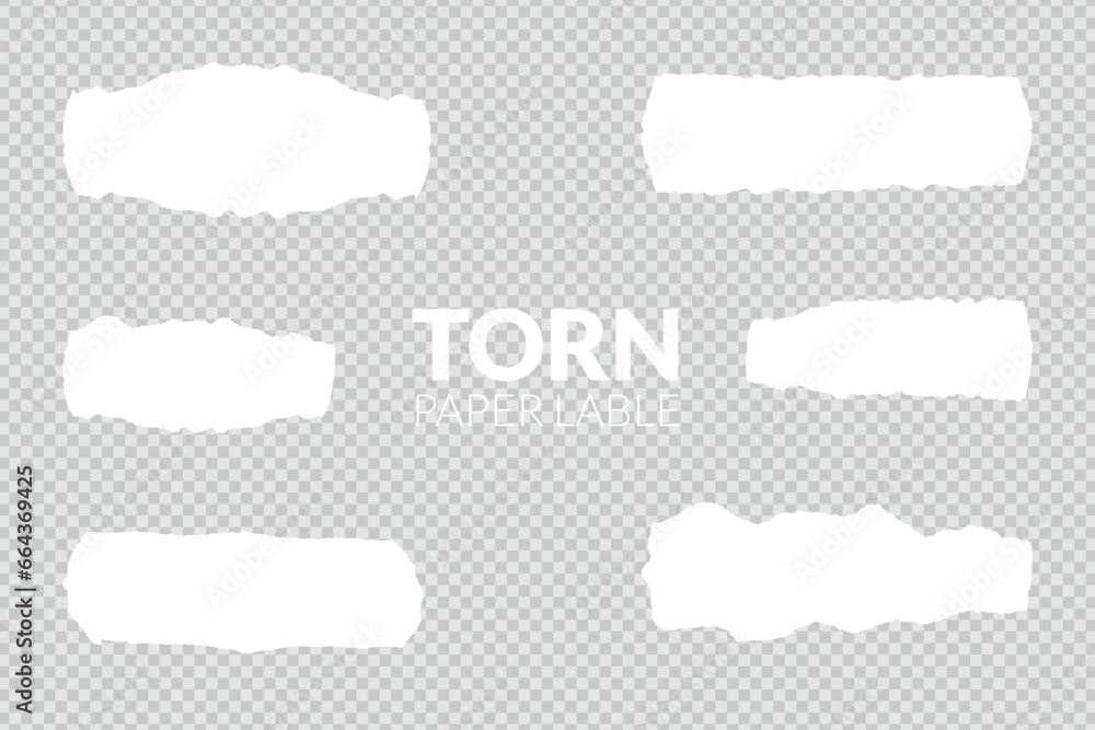 Transparent background label torn paper with ripped cut effect blank ...