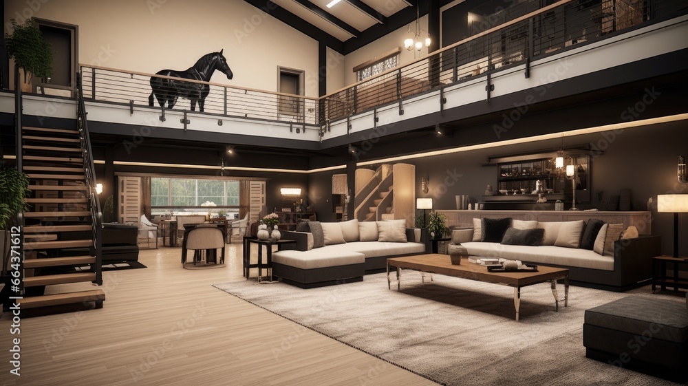 the sleek and stylish design of a horse stable within a contemporary ...