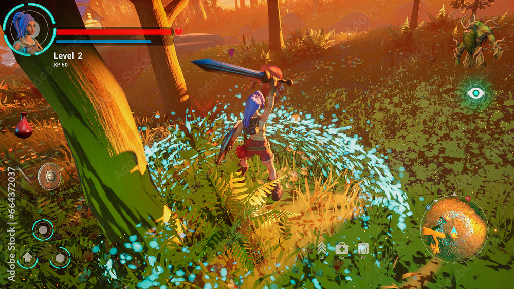 Video Game Mock-up Screen: Gameplay of 3D Fantasy Role Playing Game ...