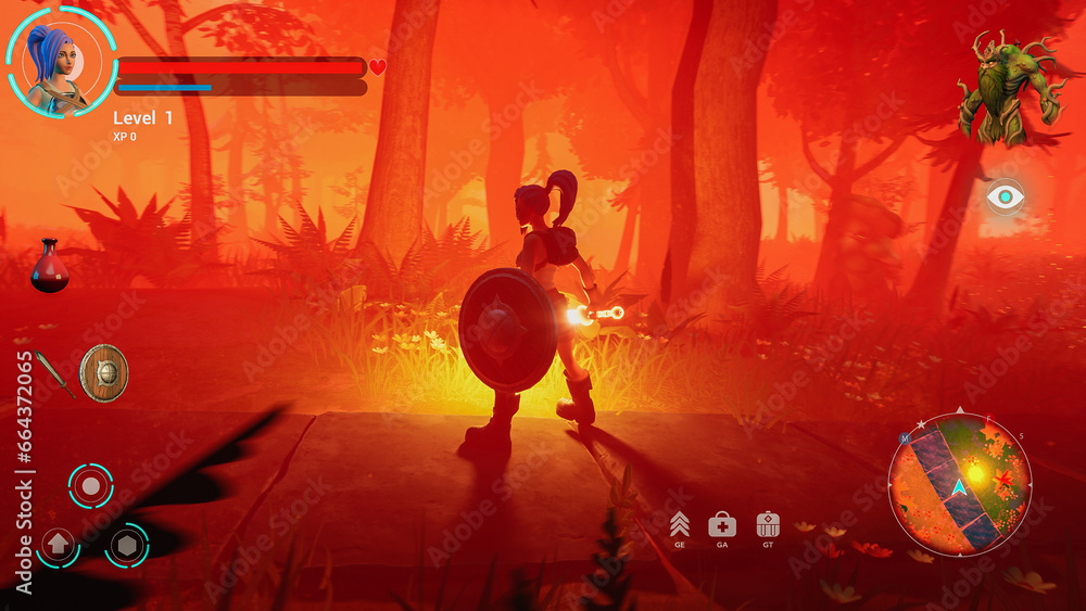 Video Game Mock-up Screen: Fun Gameplay of 3D Colorful Fantasy Role ...