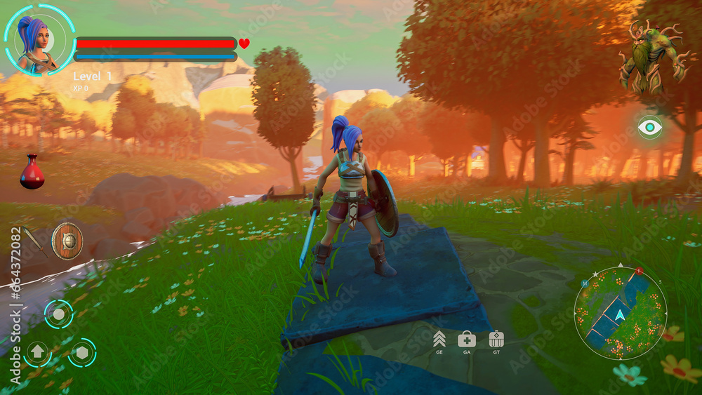 Video Game Mock-up of Playable Character Respawning in Video Game Set ...