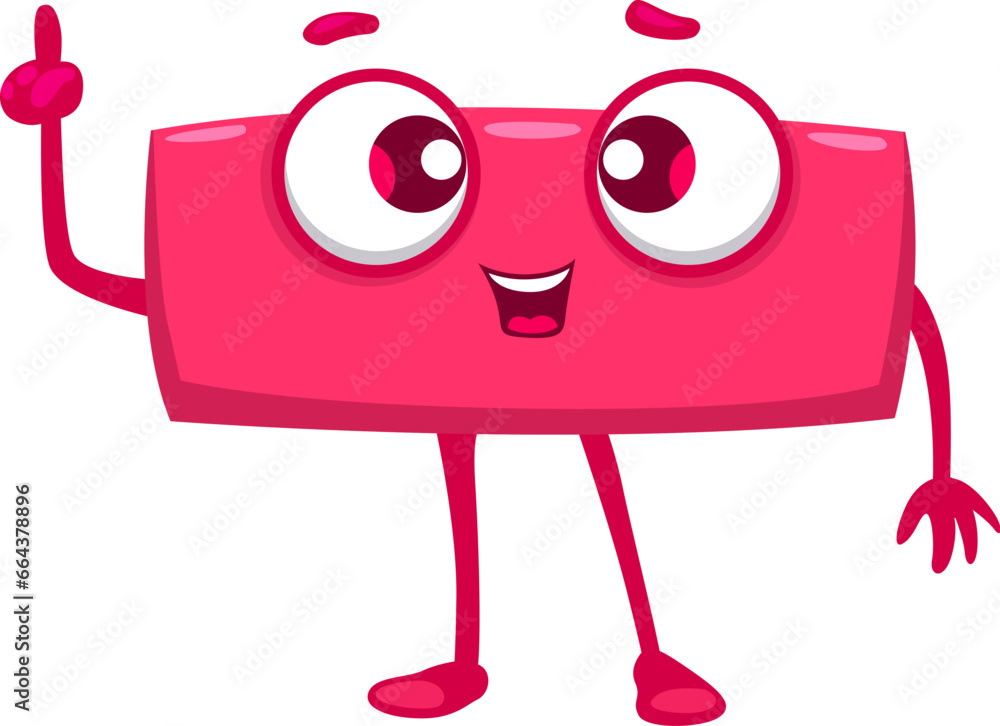 Cartoon funny math minus sign, number character for kids mathematics ...