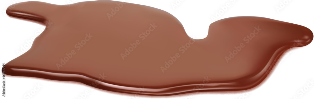 Liquid chocolate puddle, brown choco milk spill, realistic isolated ...