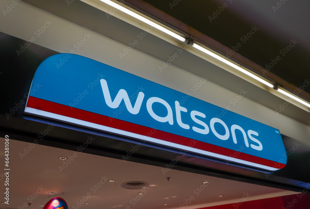 Bangkok THAILAND 17/10/2023 Logo Watsons Thailand shop has a branch at Big C Samrong. Photos ...