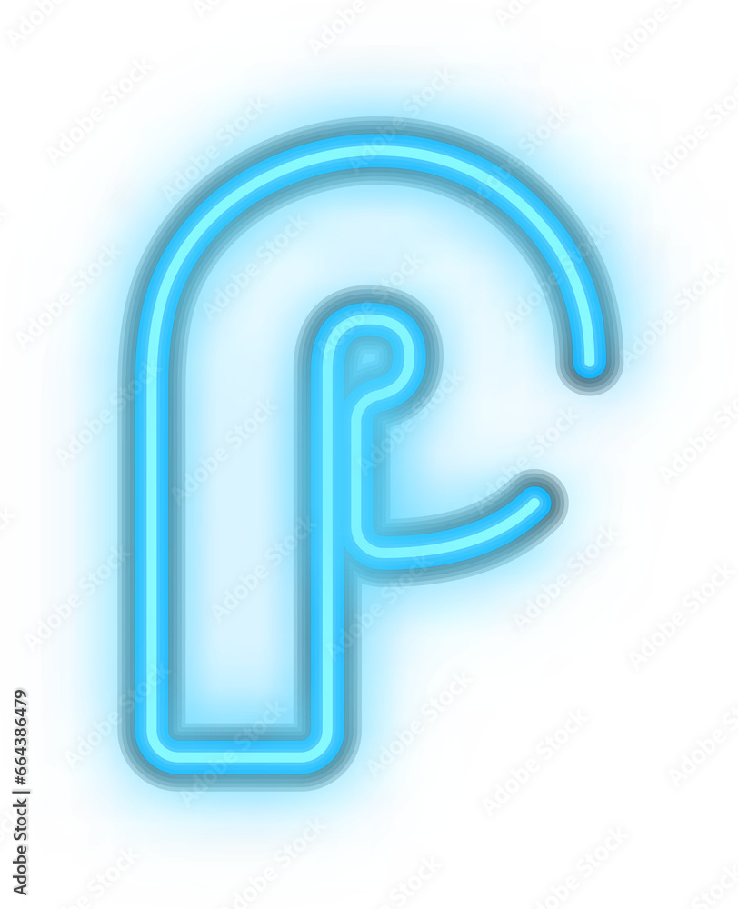 Blue neon light effect uppercase alphabet P Stock Illustration | Adobe ...