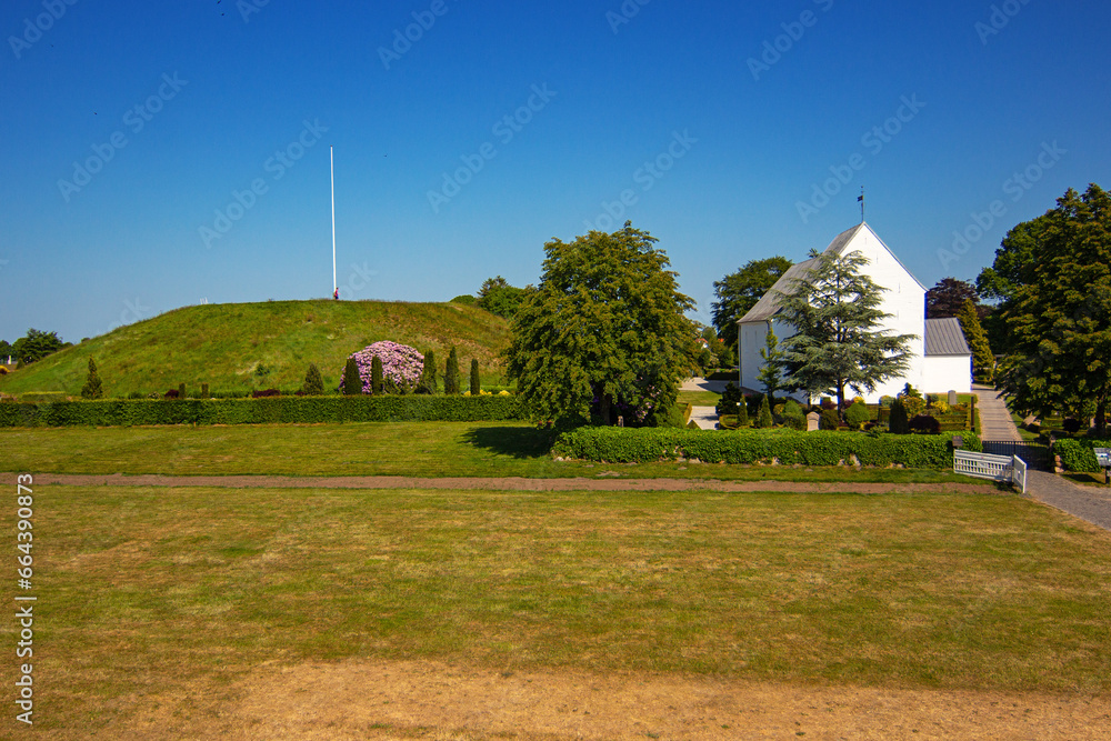 Jelling Church, one of the oldest churches in Elling village at North ...