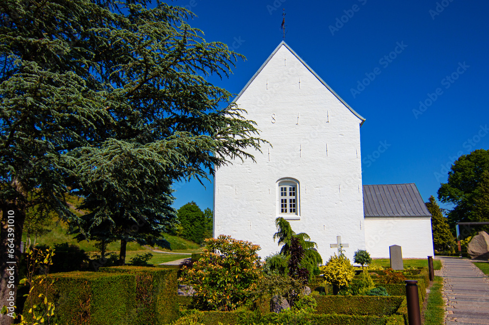 Jelling Church, one of the oldest churches in Elling village at North ...
