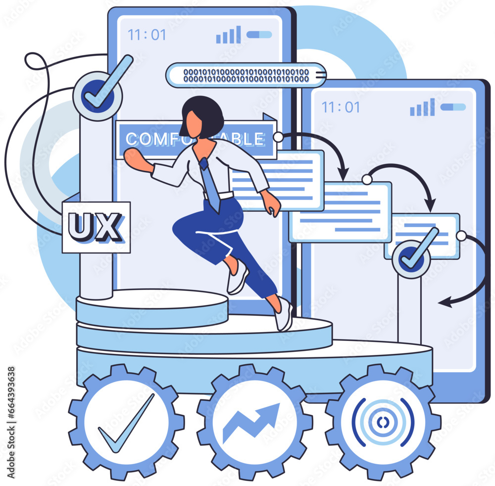 User experience design. Vector illustration. User interface, mirror ...