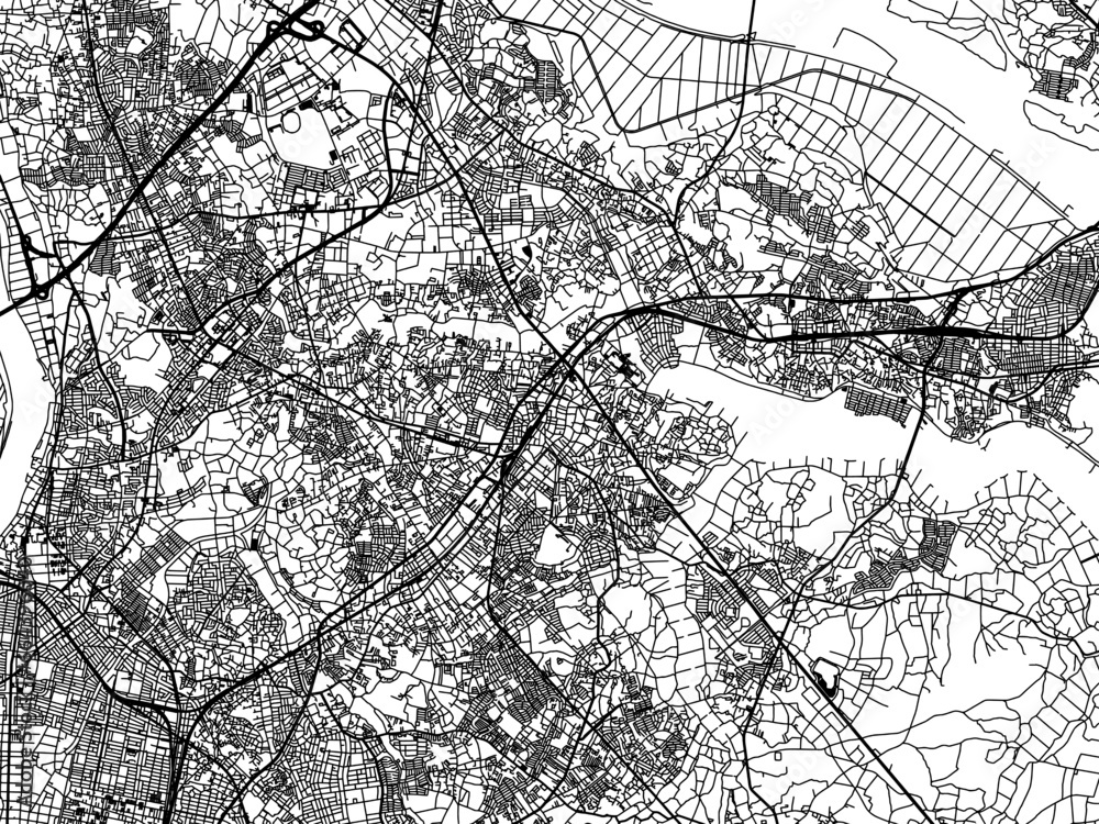 Vector road map of the city of Kashiwa in Japan with black roads on a ...