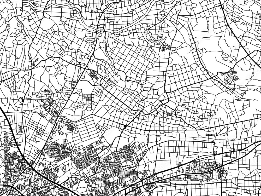 Vector road map of the city of Koshi in Japan with black roads on a ...