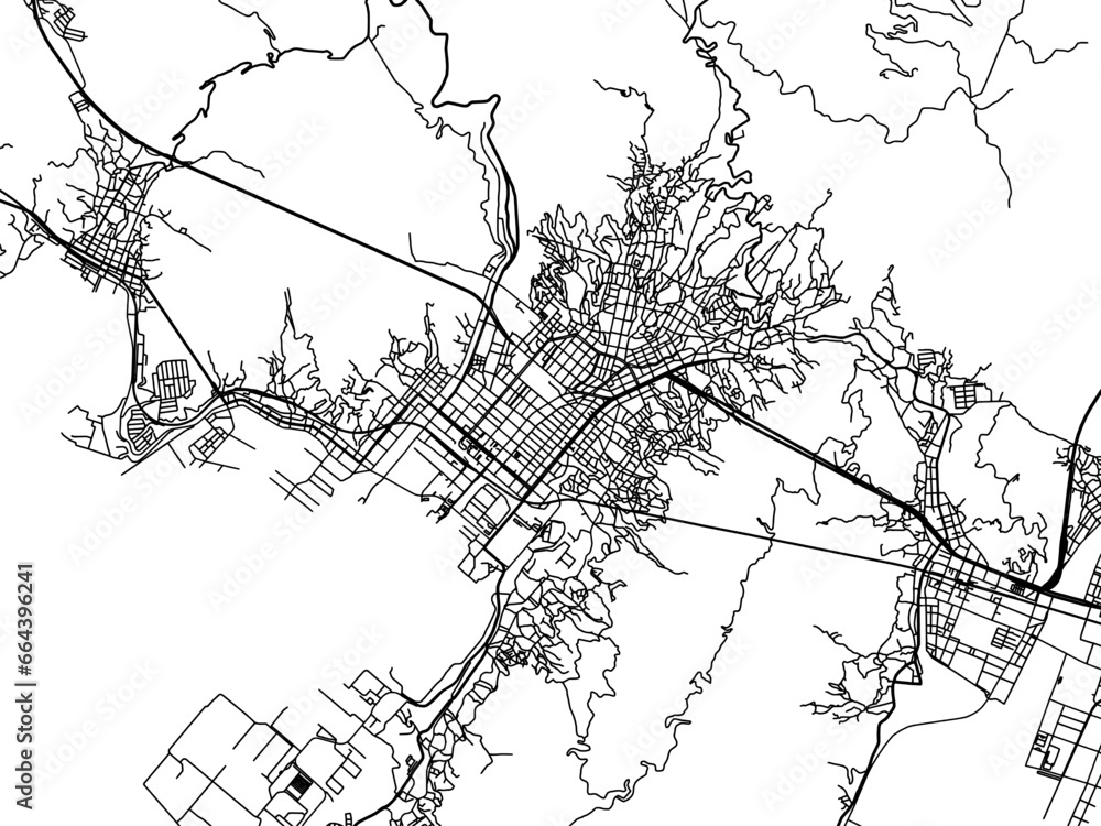 Vector road map of the city of Kure in Japan with black roads on a ...