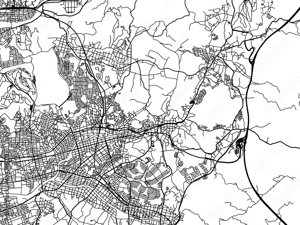 Vector road map of the city of Seto in Japan with black roads on a ...
