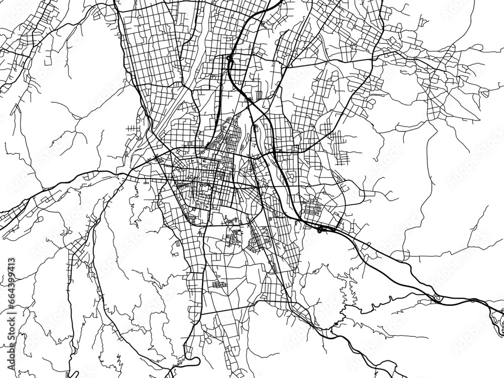 Vector road map of the city of Yonezawa in Japan with black roads on a ...