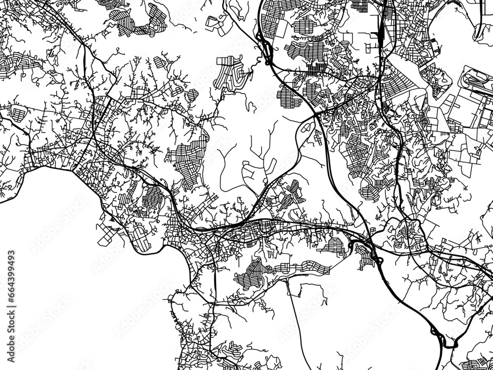 Vector road map of the city of Zushi in Japan with black roads on a ...