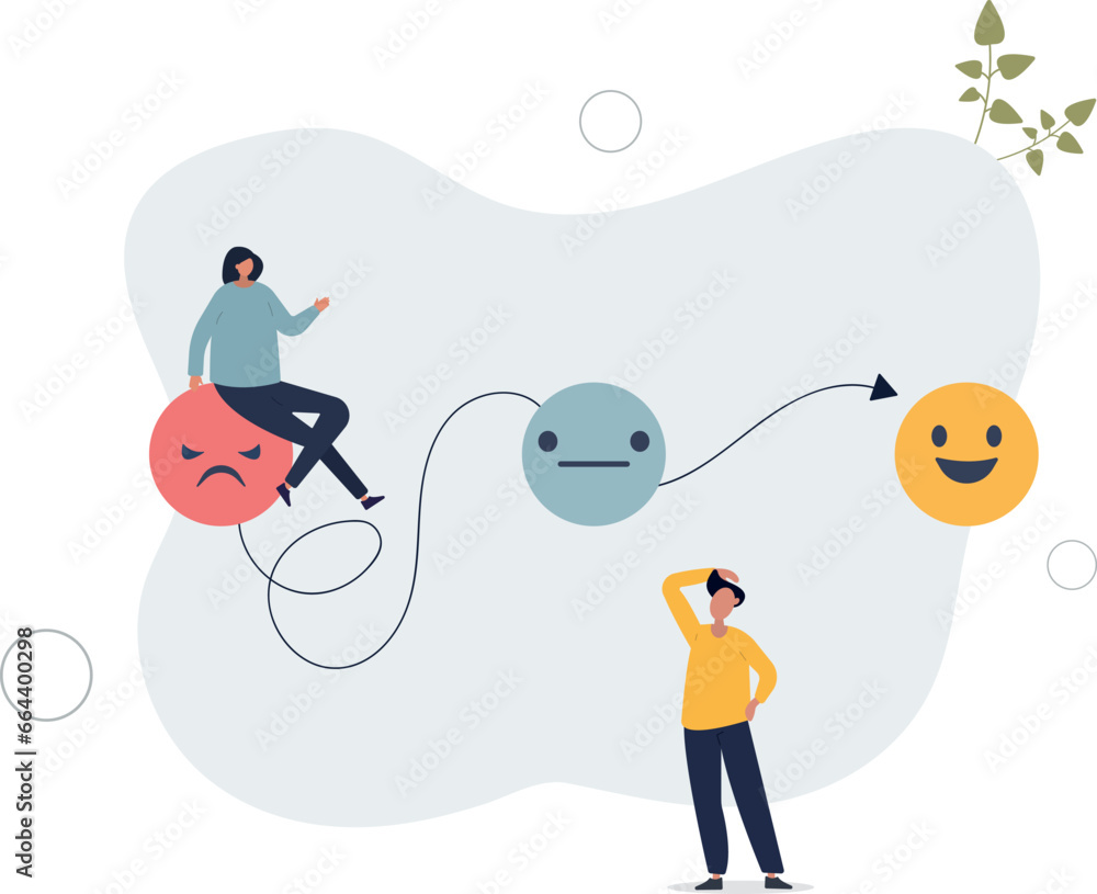 Evolving emotions and psychological feeling development.flat vector ...