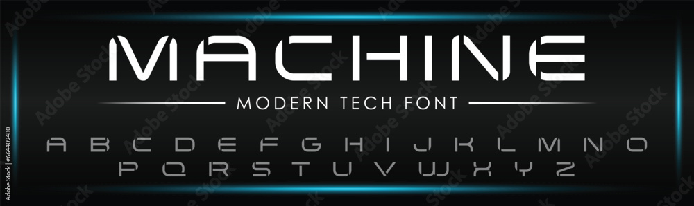 MACHINE special and original font letter design. modern tech vector ...