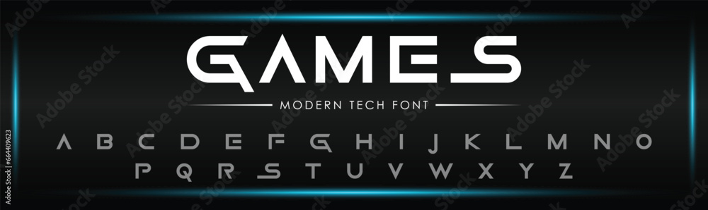 GAMES special and original font letter design. modern tech vector logo ...