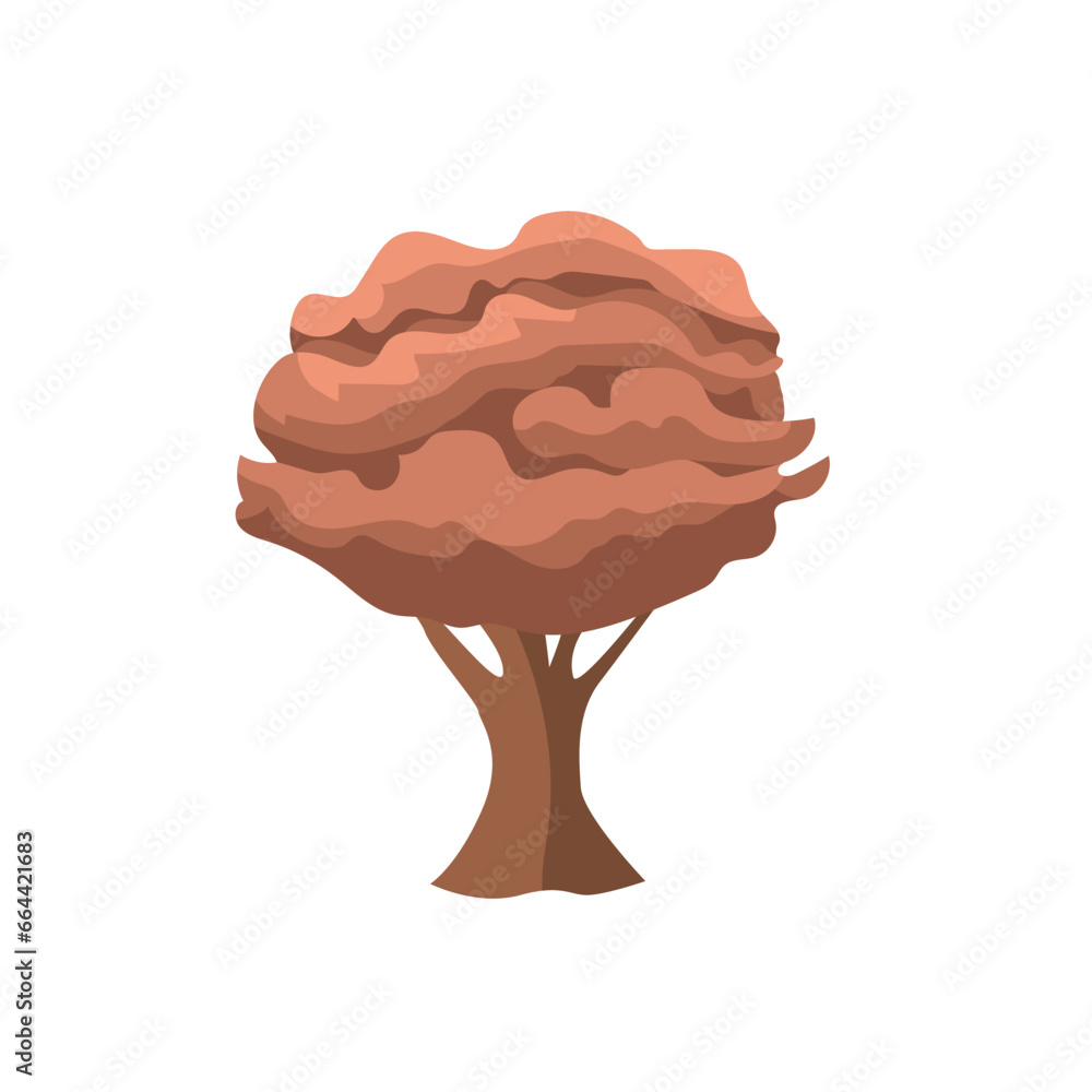 Cartoon autumn tree, 2d vector design, old tree isolated on white ...