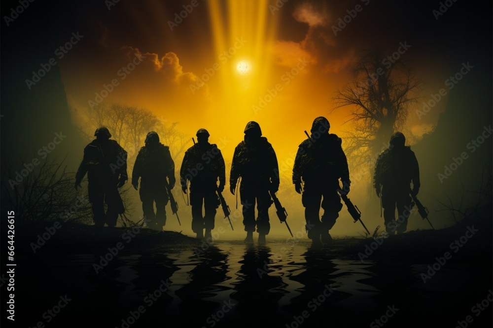 Ghost Soldiers Enigmatic war silhouettes, haunting symbols of sacrifice ...