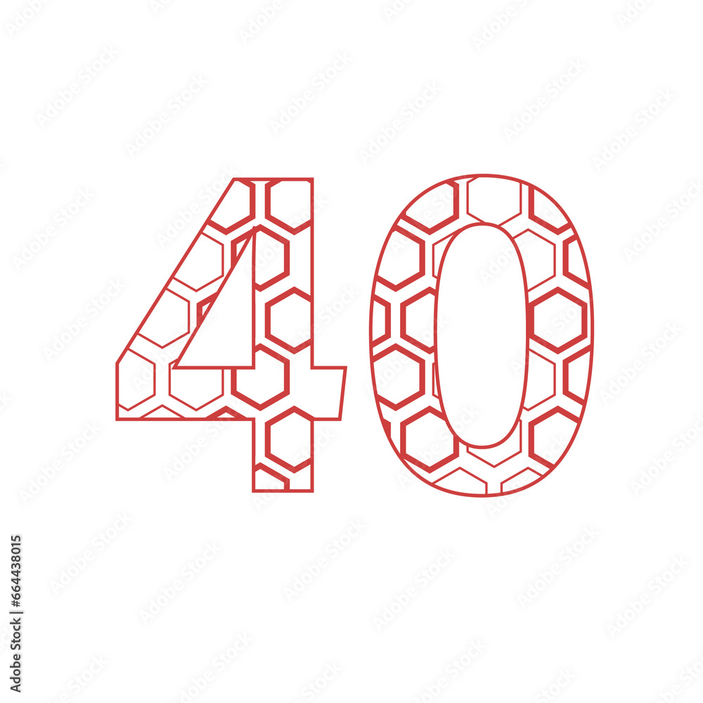 Digital png illustration of red 40 number with pattern on transparent ...